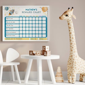 Editable Space Reward Chart Printable Behavior Chart Daily Chore Chart ...