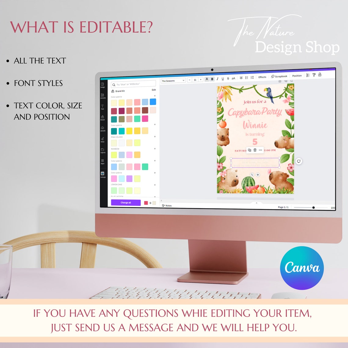 Capybara Birthday Invitation Editable Capybara Party Invite Capybara ...