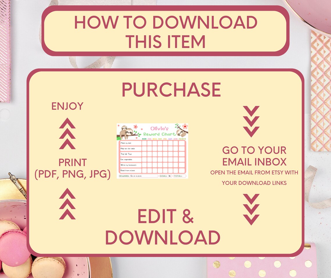 Editable Sloth Reward Chart for Kids Daily Routine Chart Kids - Etsy