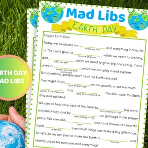 Earth Day Mad Libs Game Earth Day Printable Games Kids Earth Day ...