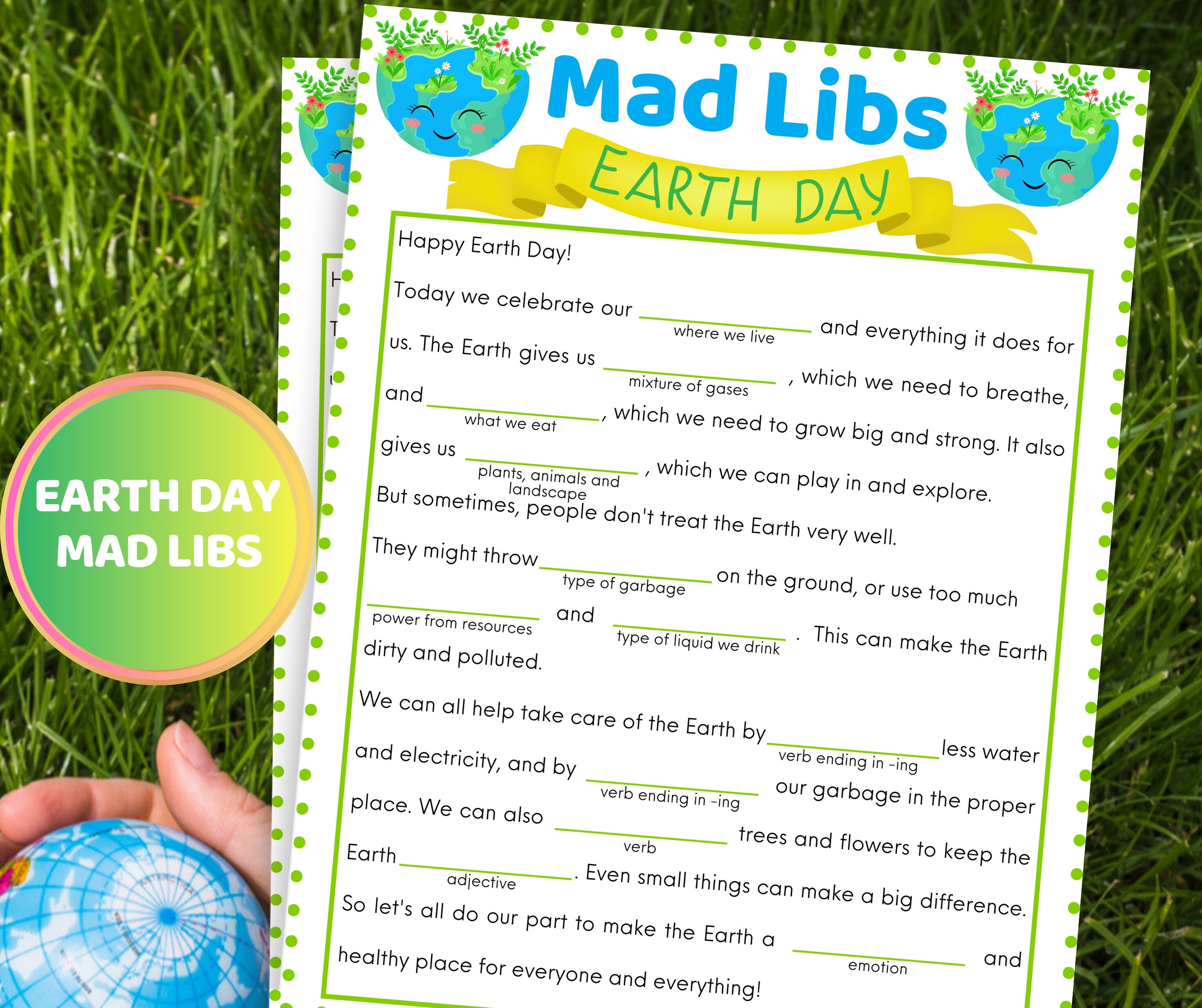 Earth Day Mad Libs Game Earth Day Printable Games Kids Earth Day ...