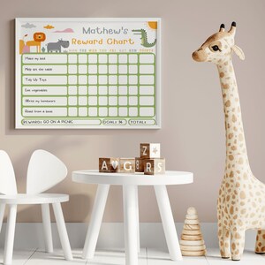 Editable Animals Reward Chart for Kids Daily Routine Chart Kids Chore ...