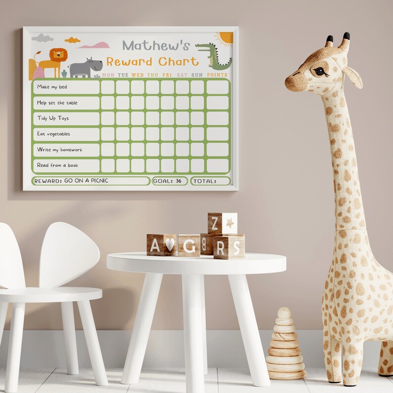 Editable Animals Reward Chart for Kids Daily Routine Chart Kids Chore ...