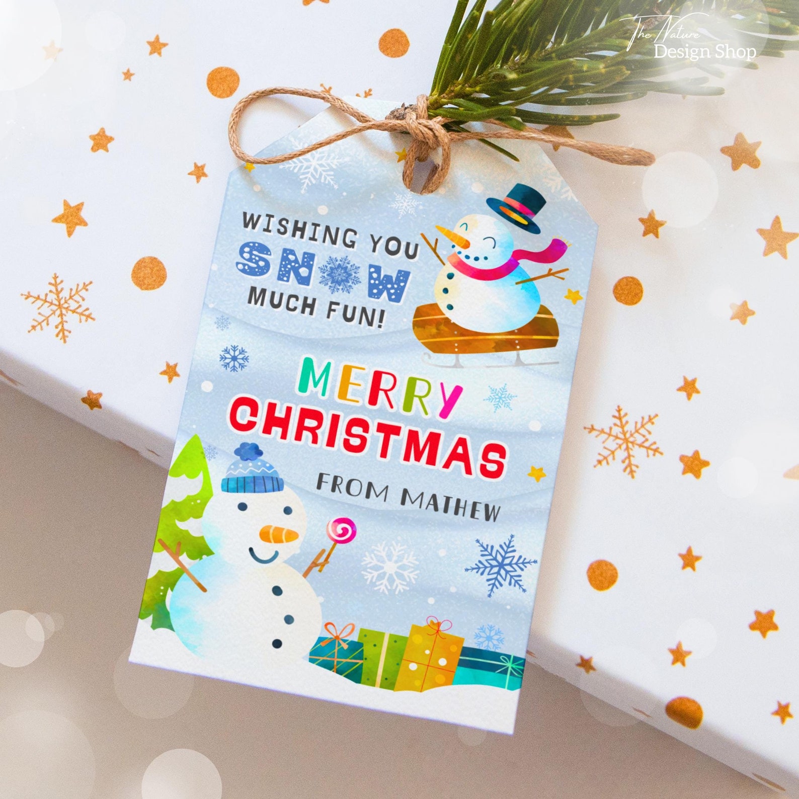 Snowman Gift Tag Christmas Snowman Tag Snow Much Fun Merry Christmas ...