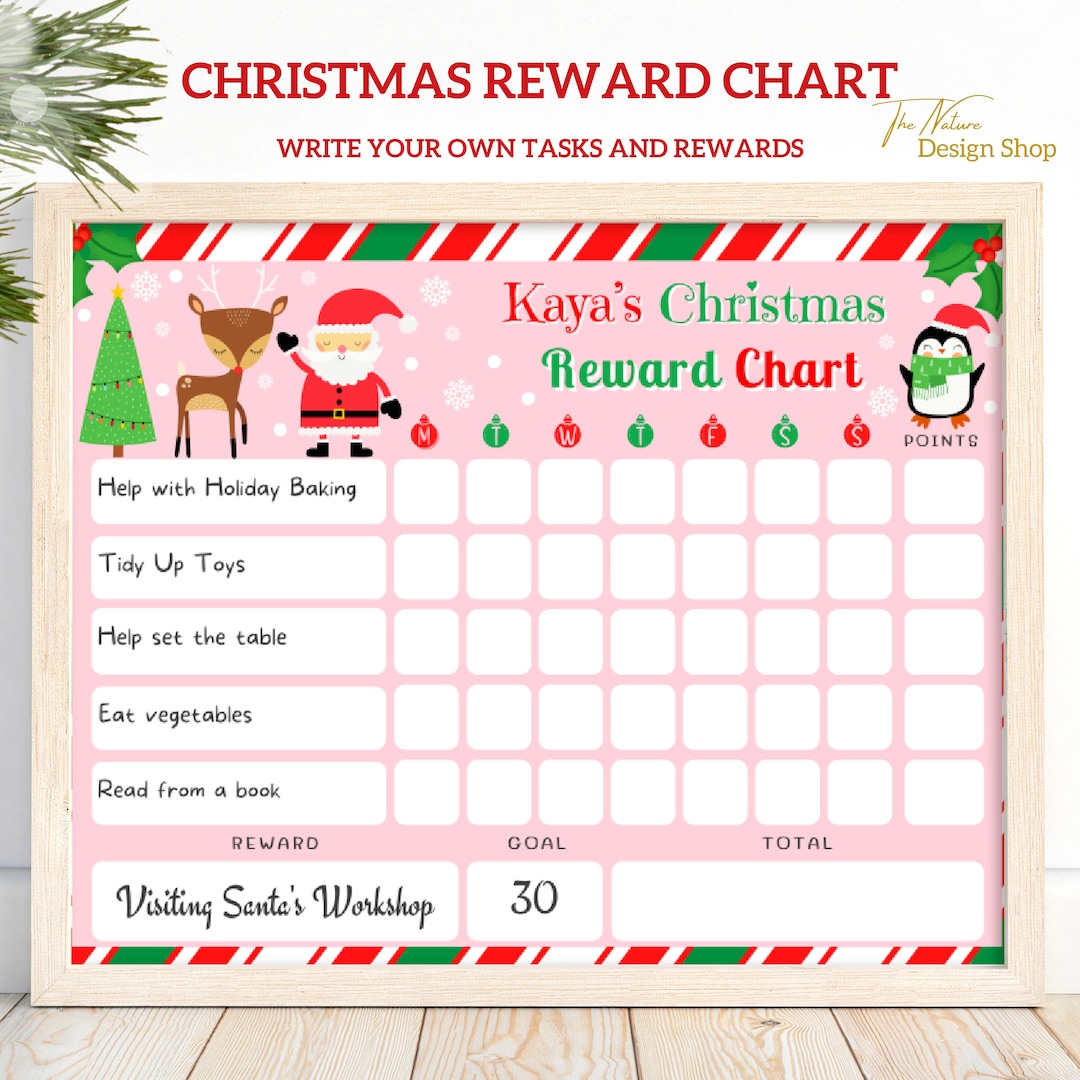 Editable Christmas Reward Chart for Kids Daily Routine Chart Kids Chore ...
