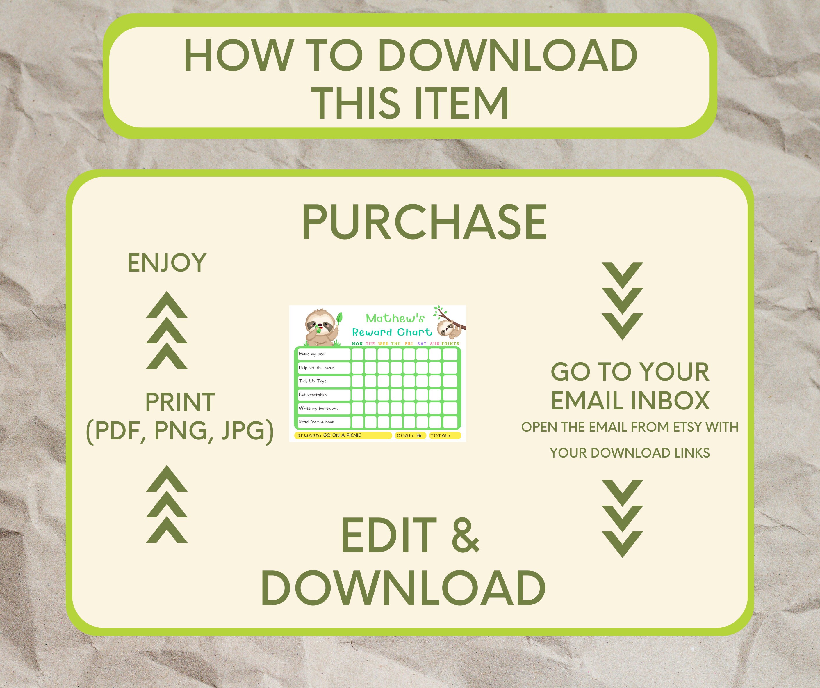 Editable Sloth Reward Chart for Kids Daily Routine Chart Boys Chore ...
