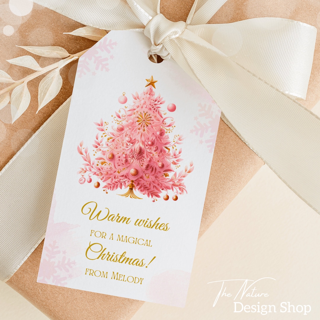 Pink Christmas Tag Pink Christmas Favor Tag Printable Pastel Christmas ...