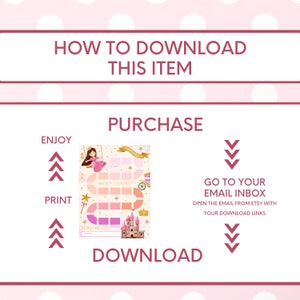 Princess Behavior Chart for Girls Daily Routine Chart Princess Reward ...