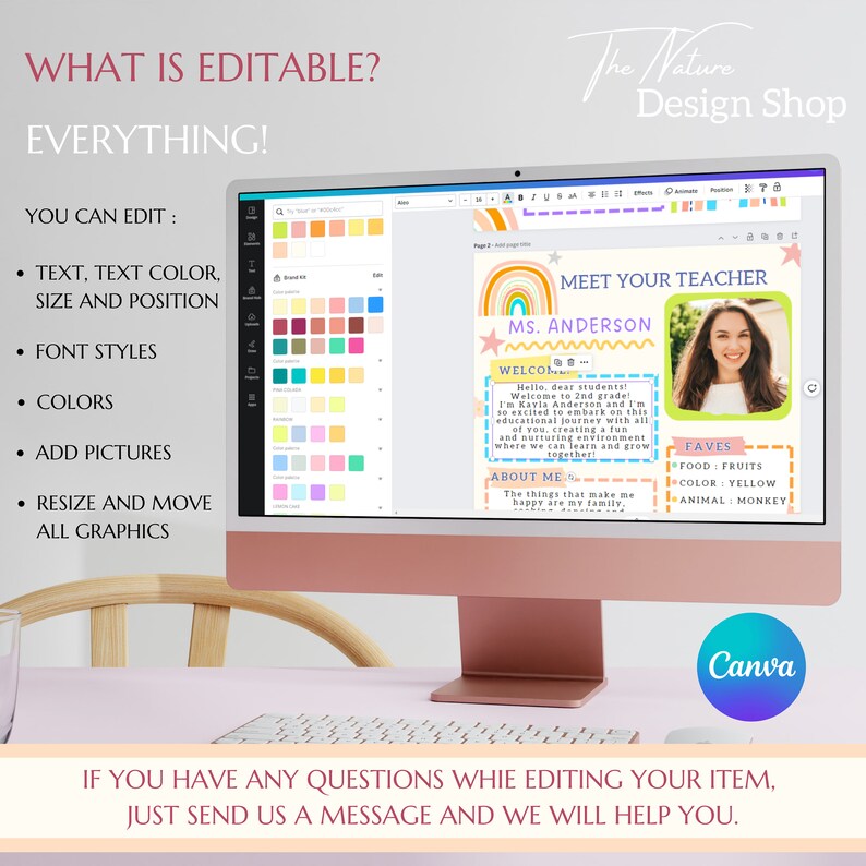 Meet the Teacher Editable Template Teacher Boho Rainbow Teacher Canva ...