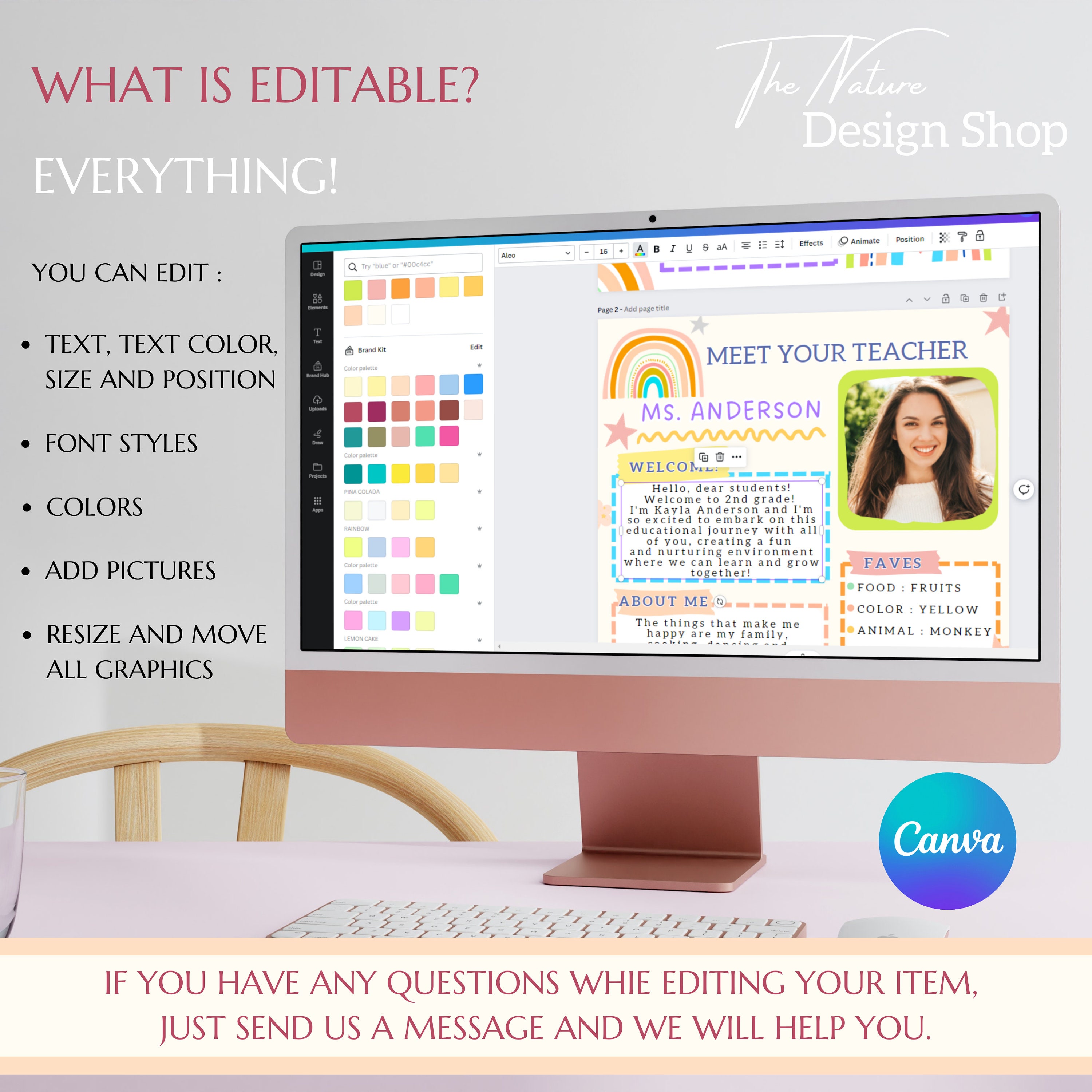Meet the Teacher Editable Template Teacher Boho Rainbow Teacher Canva ...