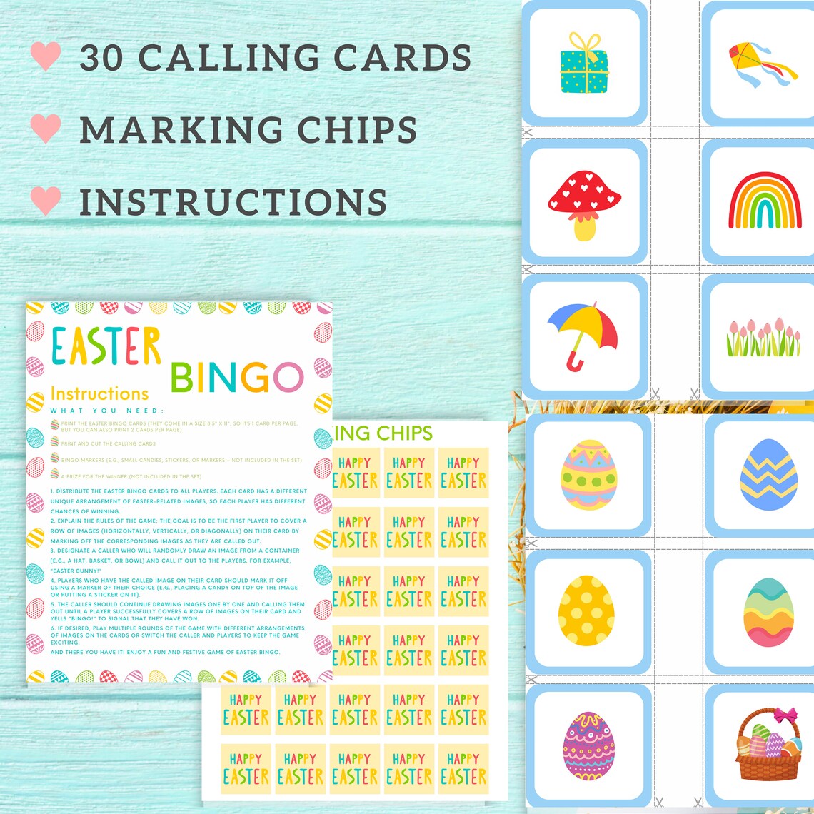 Easter Bingo Game Easter Bingo Cards Easter Bingo Sheets Bingo Easter ...