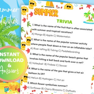 Summer Trivia Game Kids Summer Activities Kids Trivia Summer Game ...