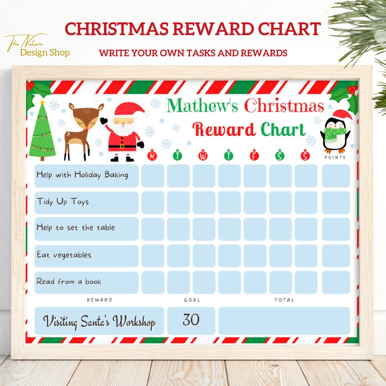 Editable Christmas Reward Chart for Kids Daily Routine Chart Kids Chore ...