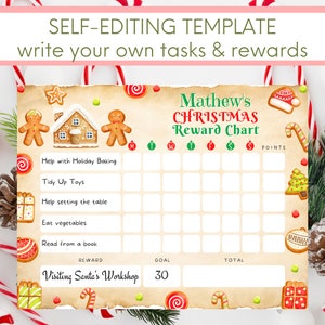 Editable Christmas Reward Chart for Kids Daily Routine Chart Kids Chore ...