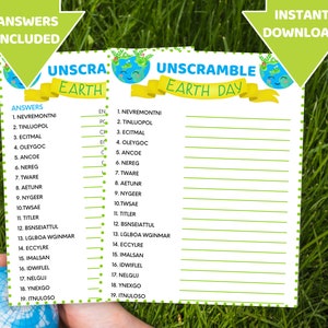 Earth Day Unscramble Game Kids Earth Day Printable Games Earth Day ...