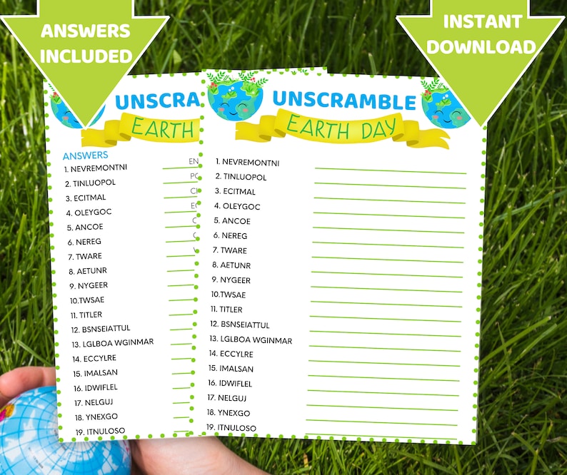 Earth Day Unscramble Game Kids Earth Day Printable Games Earth Day ...