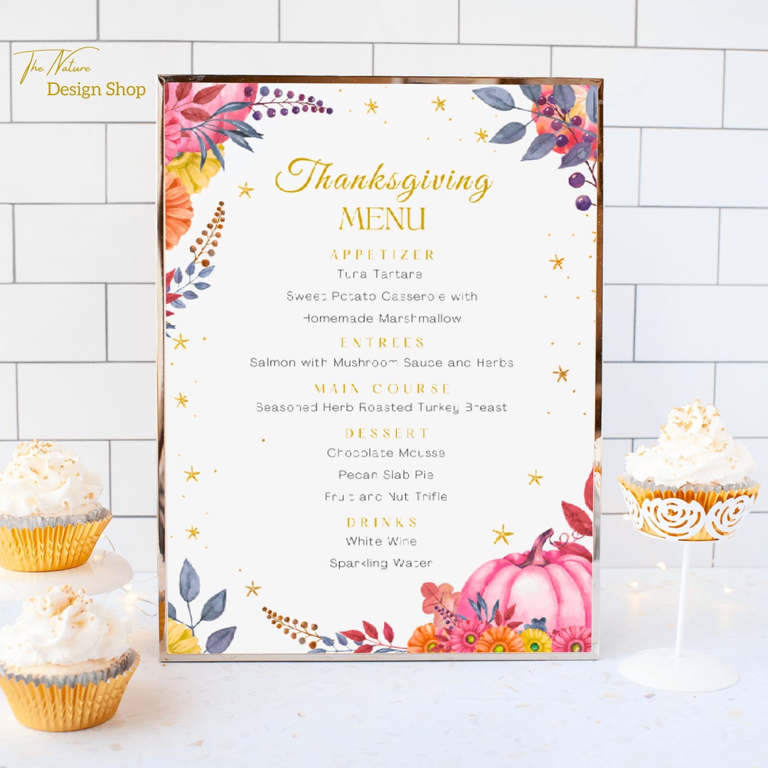 Thanksgiving Menu Template Thanksgiving Menu Card Autumn Menu Card ...