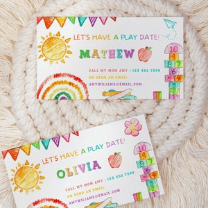 Back to School Kids Contact Cards Kids Business Cards Keep in Touch ...