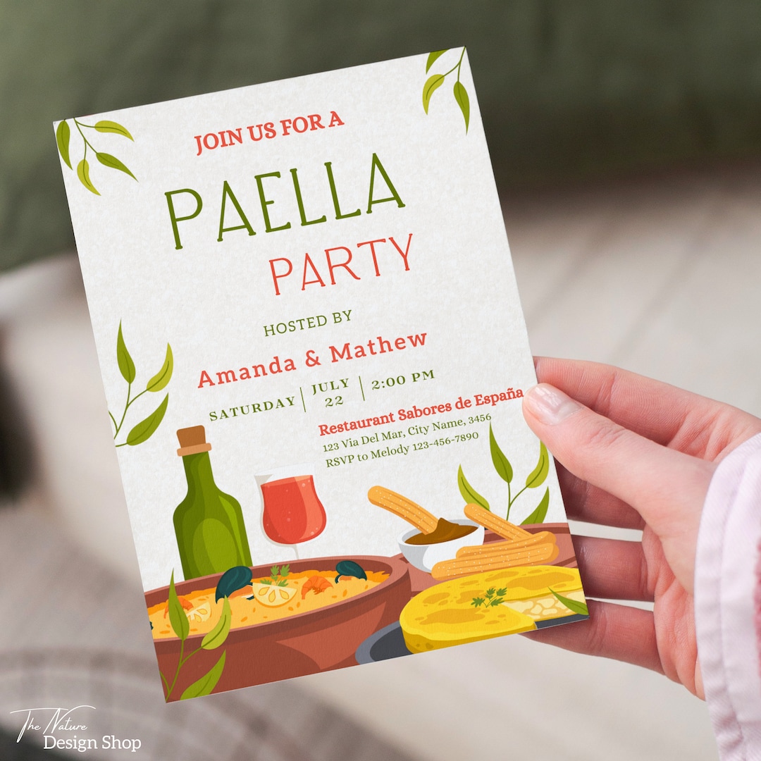 Paella Invitation Paella Party Invitation Paella Party Invite Spanish ...