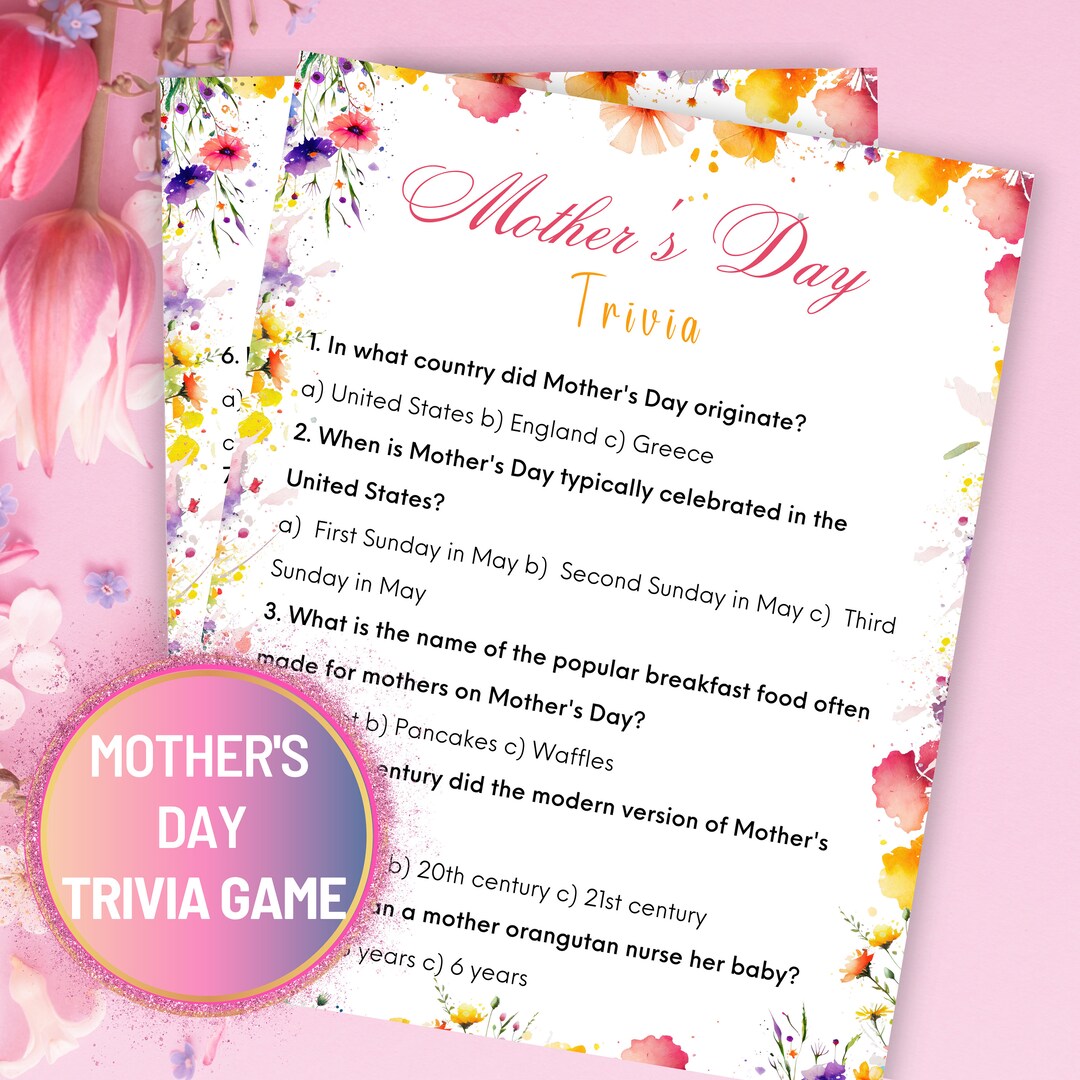 Mother’s Day Trivia Game Mother’s Day Kids Activities Mothers Day Party ...