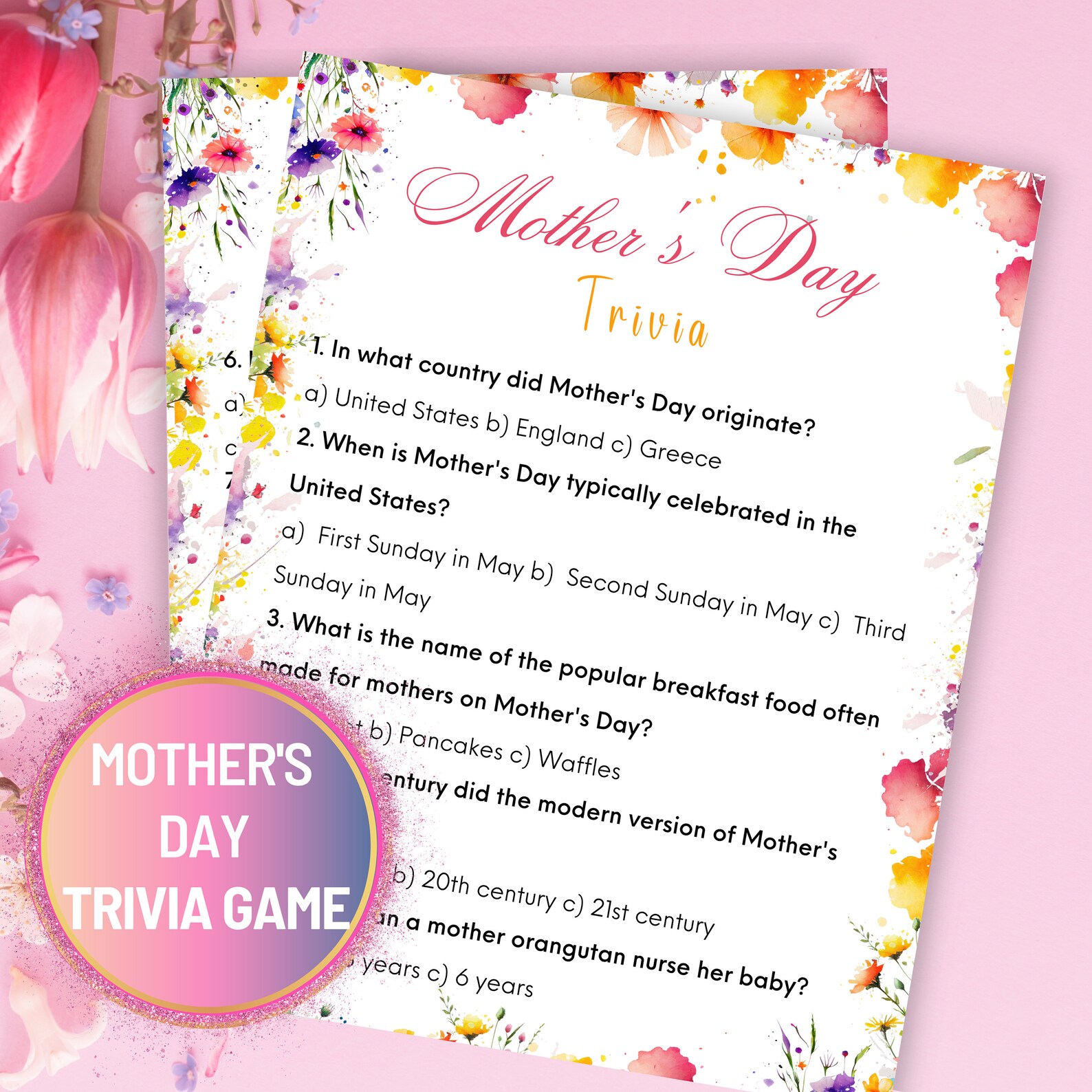 Mother’s Day Trivia Game Mother’s Day Kids Activities Mothers Day Party ...