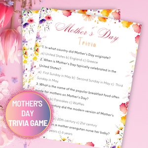 Mother’s Day Trivia Game Mother’s Day Kids Activities Mothers Day Party ...