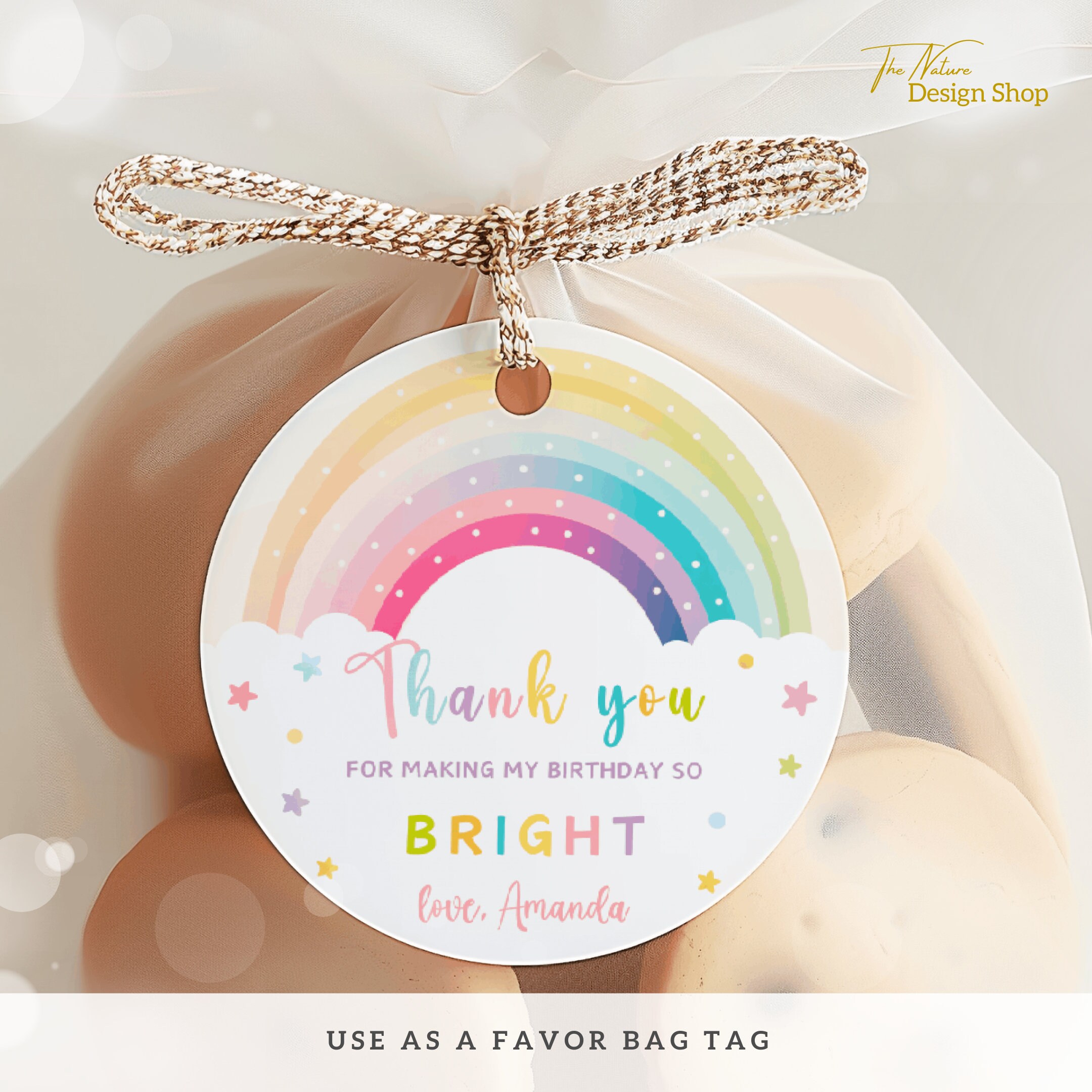 Editable Rainbow Thank You Stickers Template Rainbow Favor Sticker ...