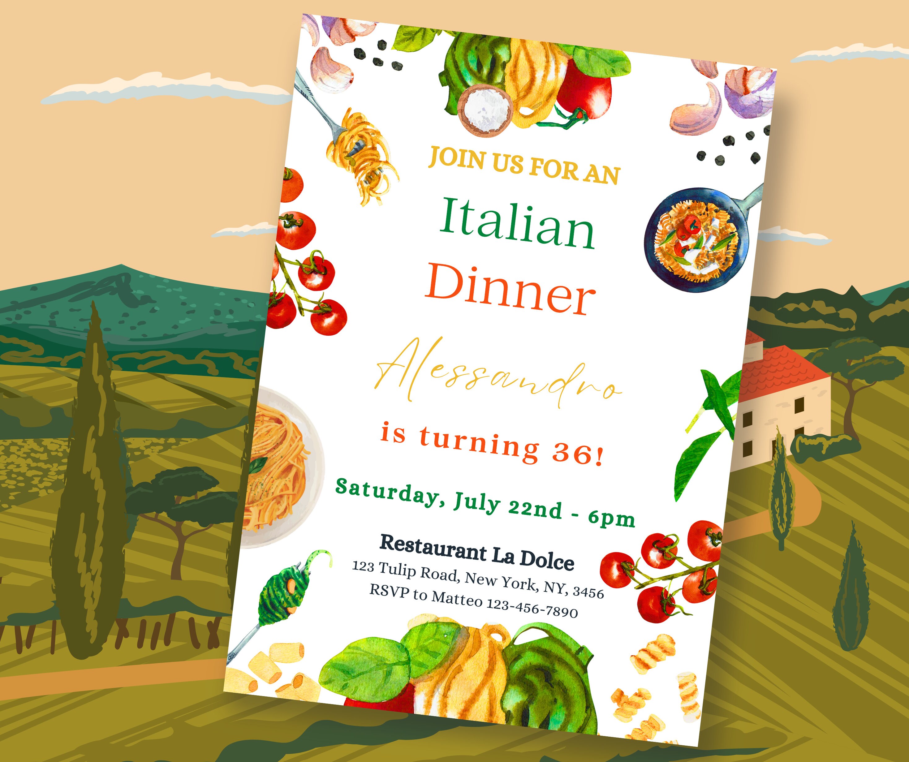 Editable Italian Birthday Party Invitation Pasta Party Invite - Etsy