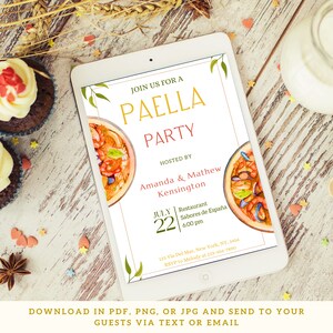 Paella Invitation Paella Party Invitation Paella Party Invite Spanish ...