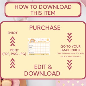 Editable Boho Rainbow Reward Chart for Kids Daily Routine Chart Kids ...