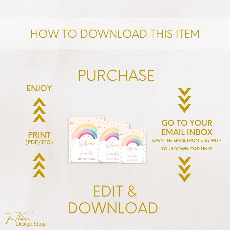 Editable Rainbow Welcome Sign Birthday Welcome Sign Rainbow Birthday ...