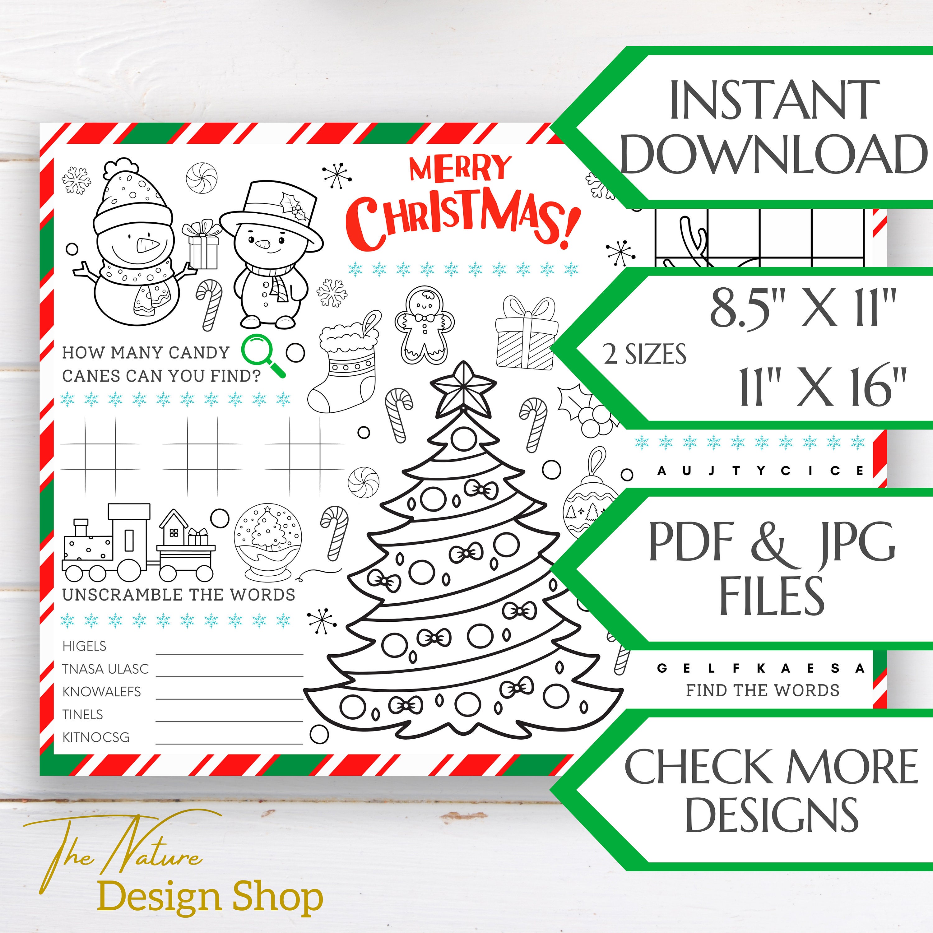 Christmas Coloring Placemats Christmas Activity Placemat Christmas ...