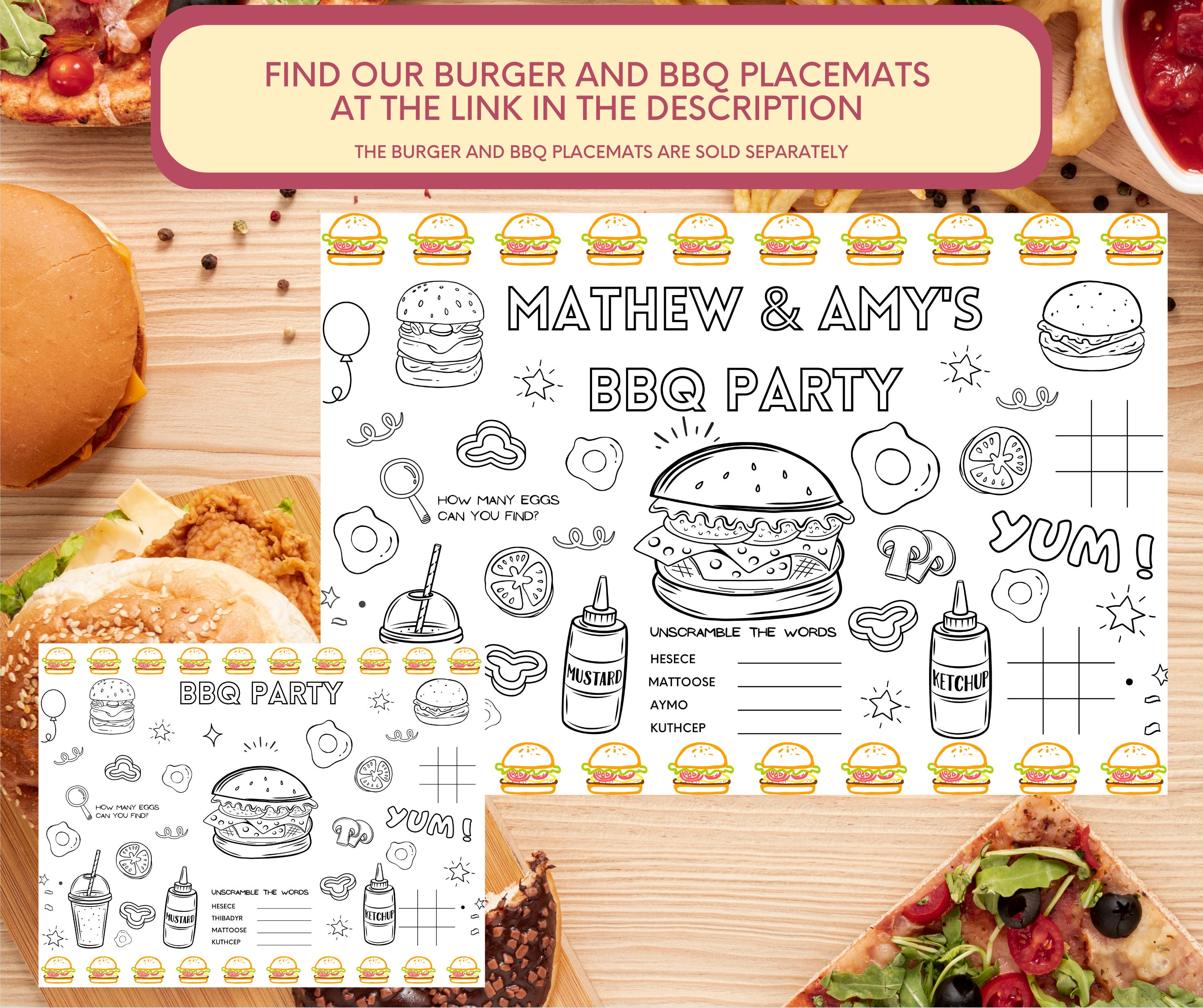 Burger Trivia Game Hamburger Birthday BBQ Baby Shower Games BBQ Party ...