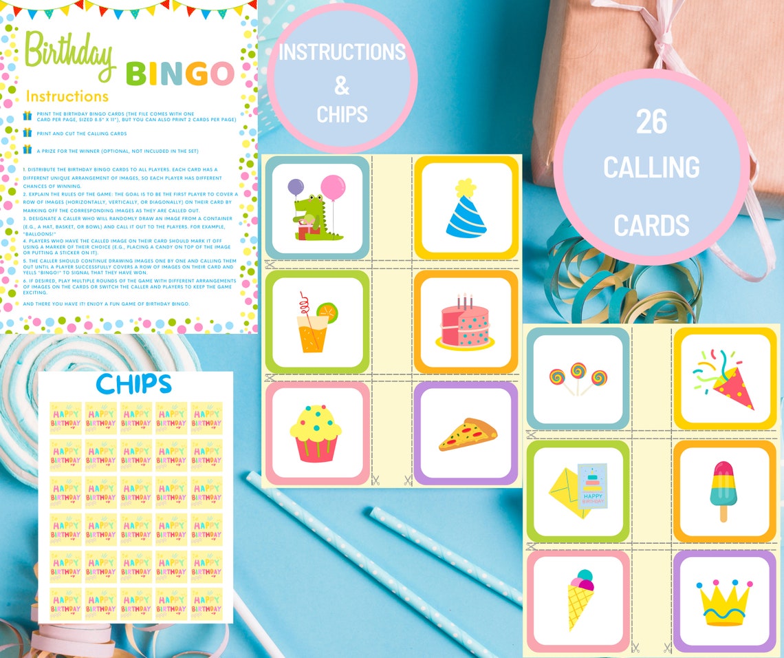 Birthday Bingo Game Kids Birthday Party Bingo Birthday Party Games Kids ...