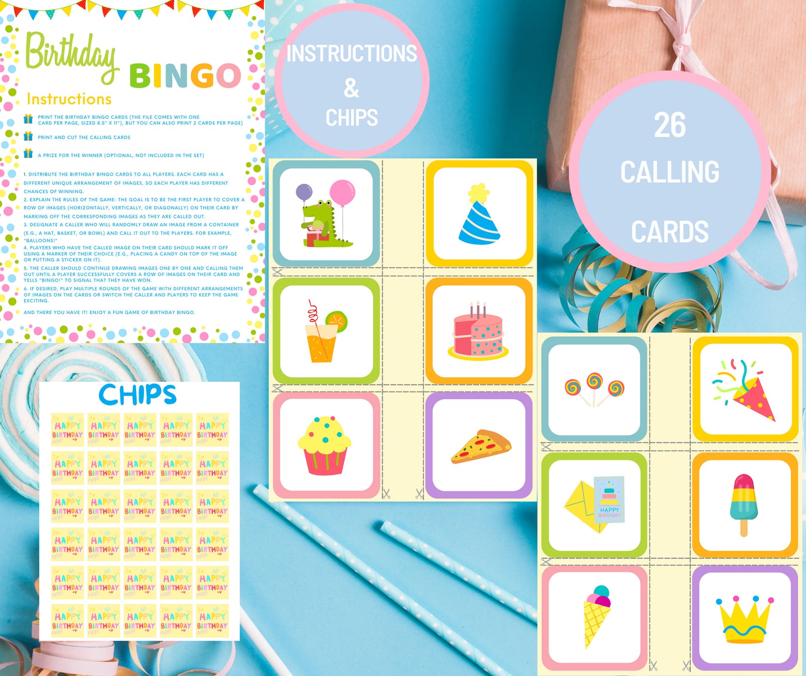 Birthday Bingo Game Kids Birthday Party Bingo Birthday Party Games Kids ...