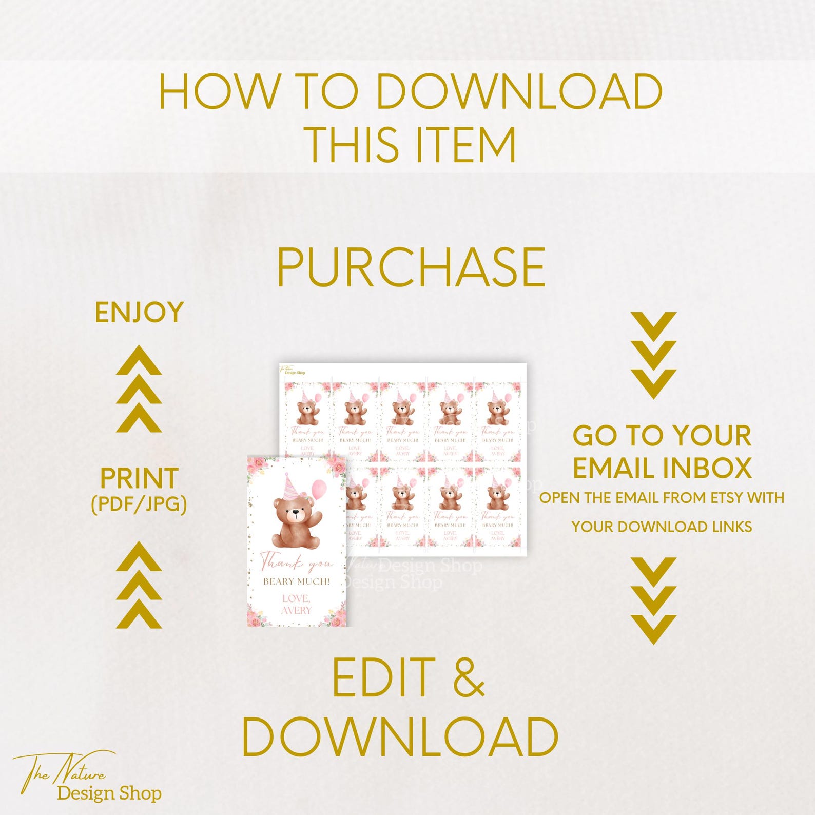 Editable Bear Favor Tag Teddy Bear Thank You Tag Beary First Birthday ...