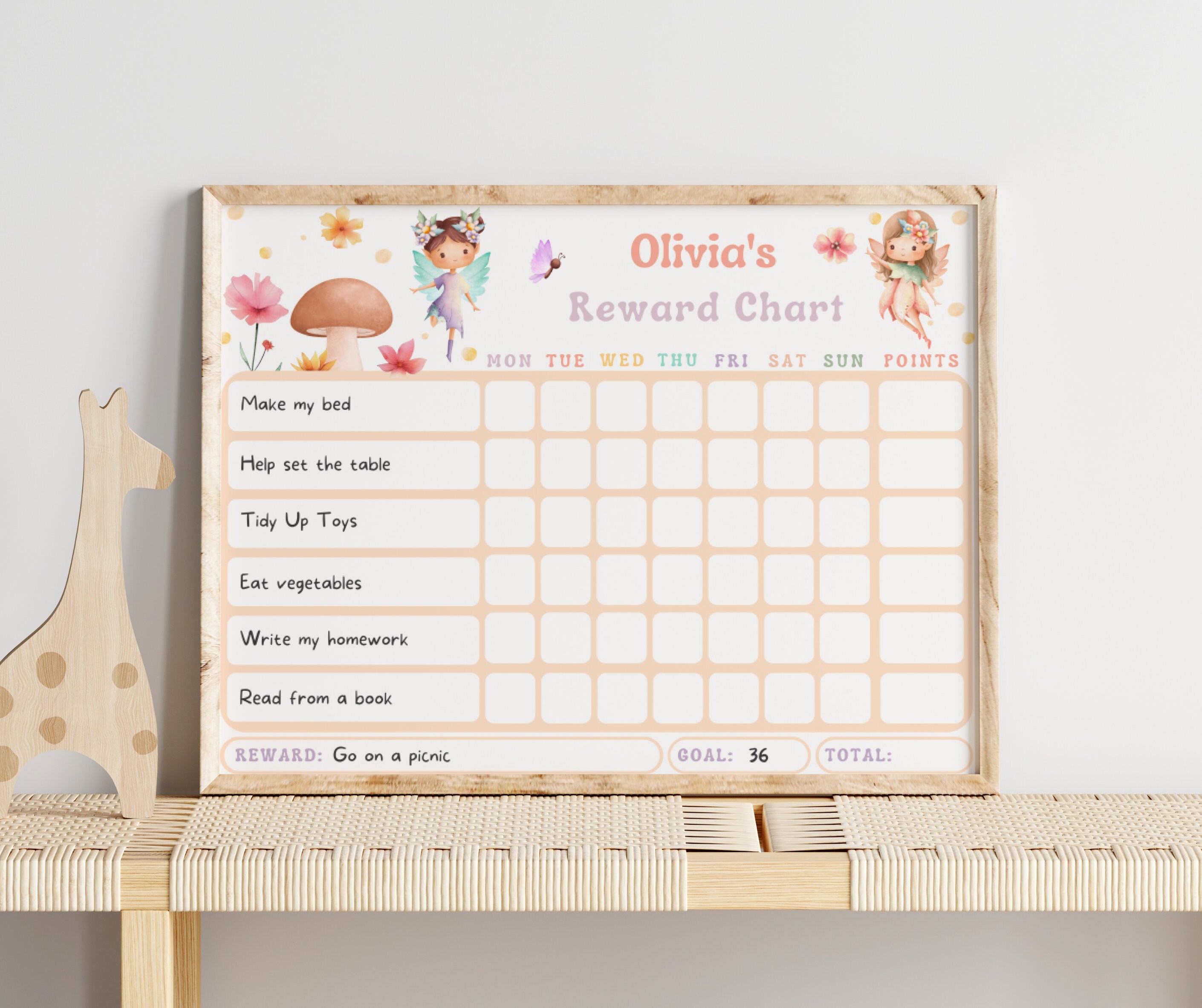 Editable Fairy Reward Chart for Girls Daily Routine Chart Kids Chore ...