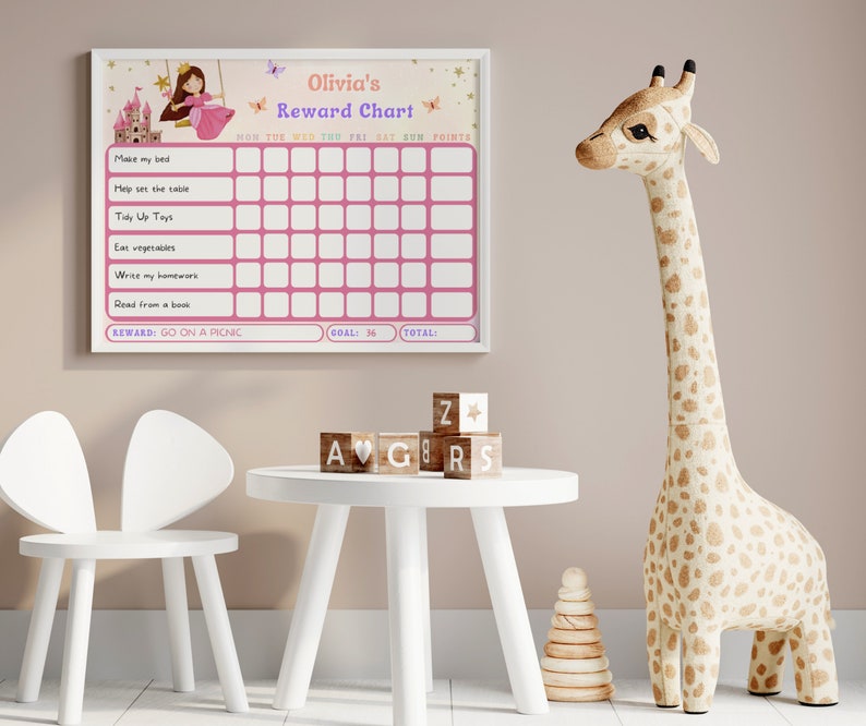 Editable Princess Reward Chart for Girls Daily Routine Chart Princess ...