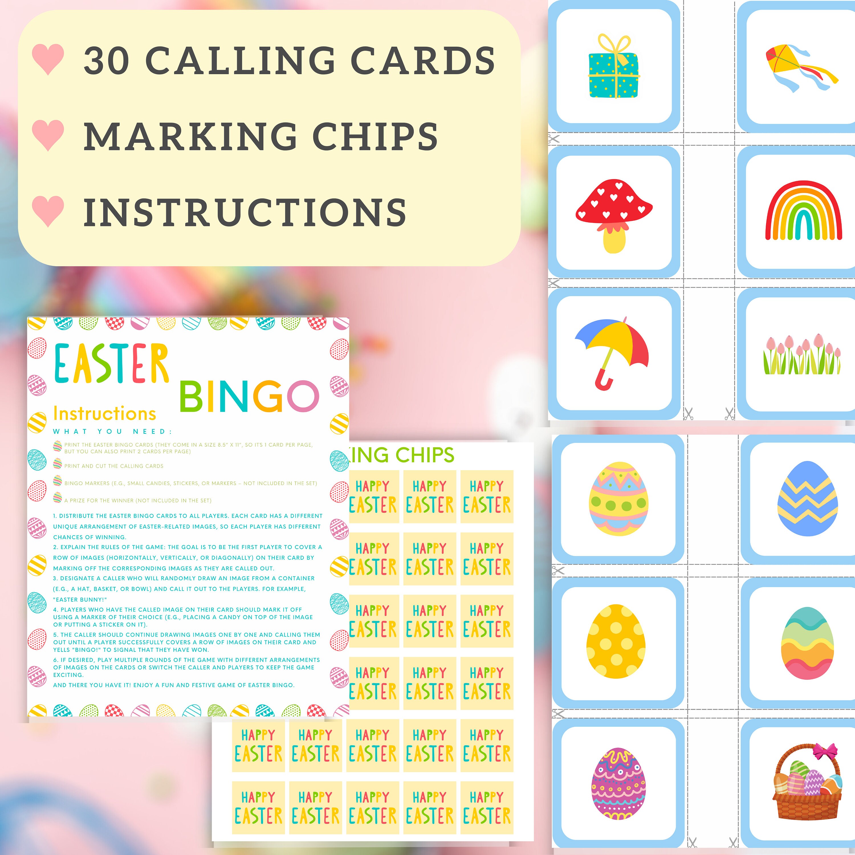 Easter Bingo Game Kids Easter Activity Printable Easter Game Kids Bingo ...