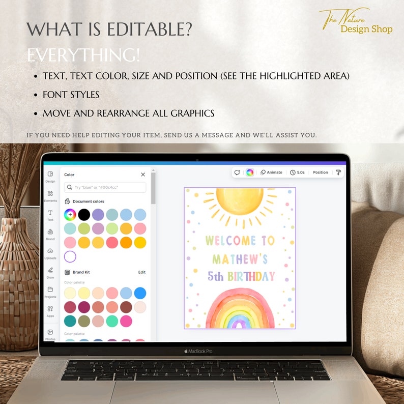 Editable Rainbow Welcome Sign Birthday Welcome Sign Rainbow Birthday ...