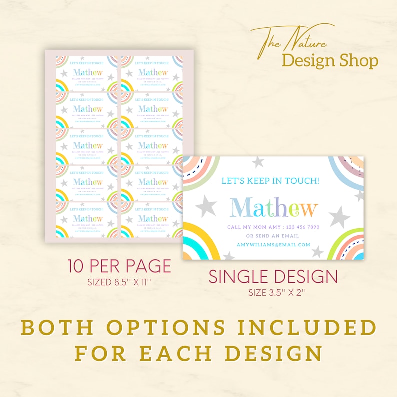 Kids Contact Cards Kids Playdate Cards Kids Keep in Touch for Kids ...