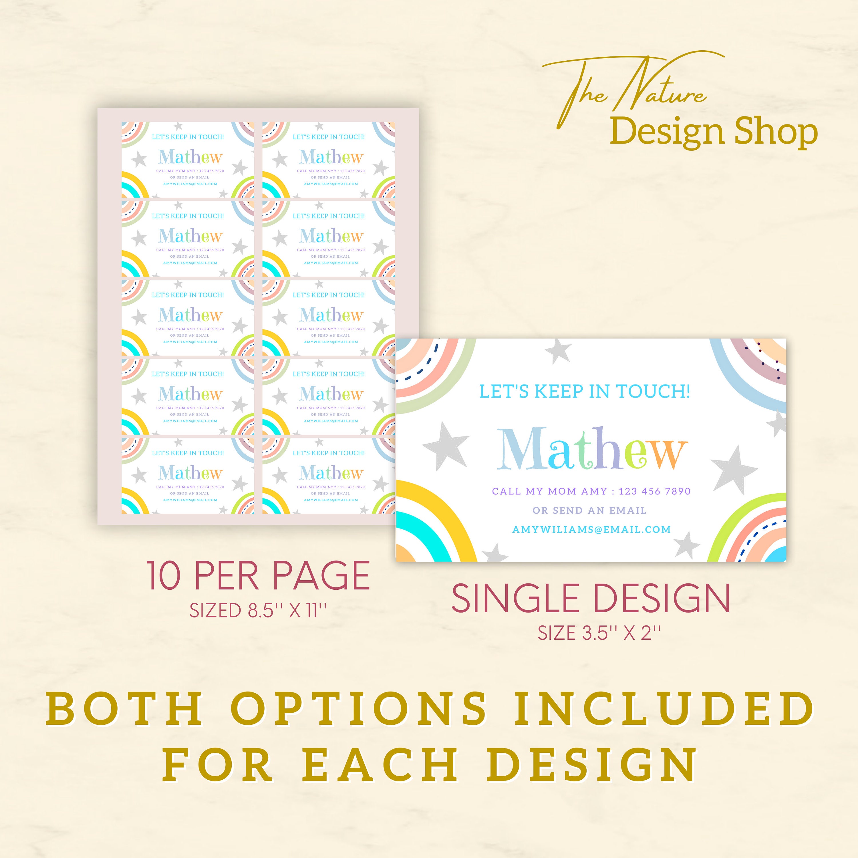 Kids Contact Cards Kids Playdate Cards Kids Keep in Touch for Kids ...