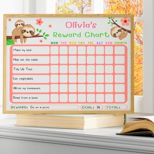 Editable Sloth Reward Chart for Kids Daily Routine Chart Kids Chore ...