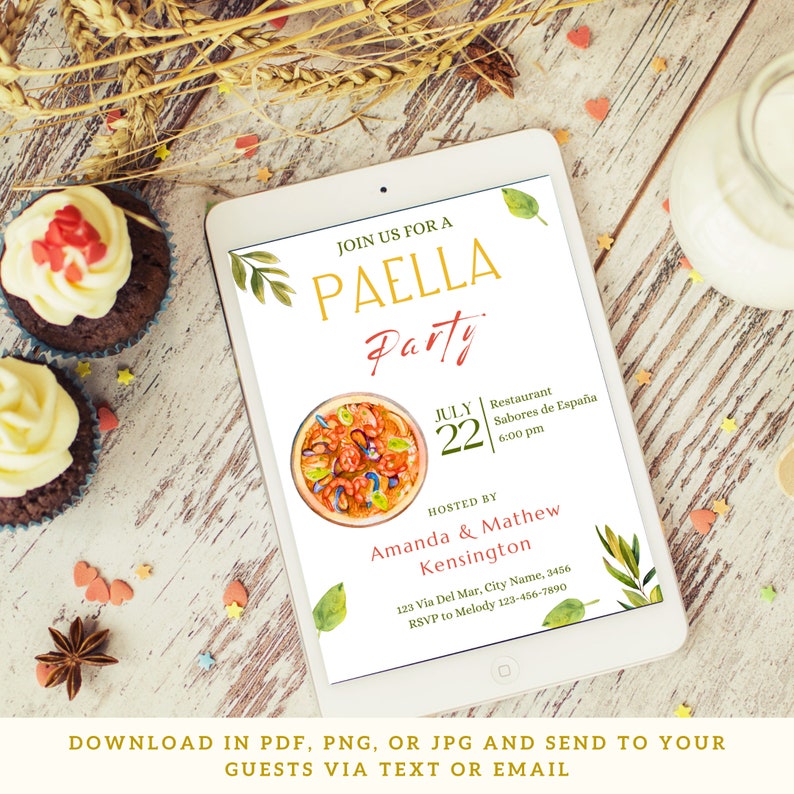 Paella Invitation Paella Party Invitation Paella Party Invite Spanish ...