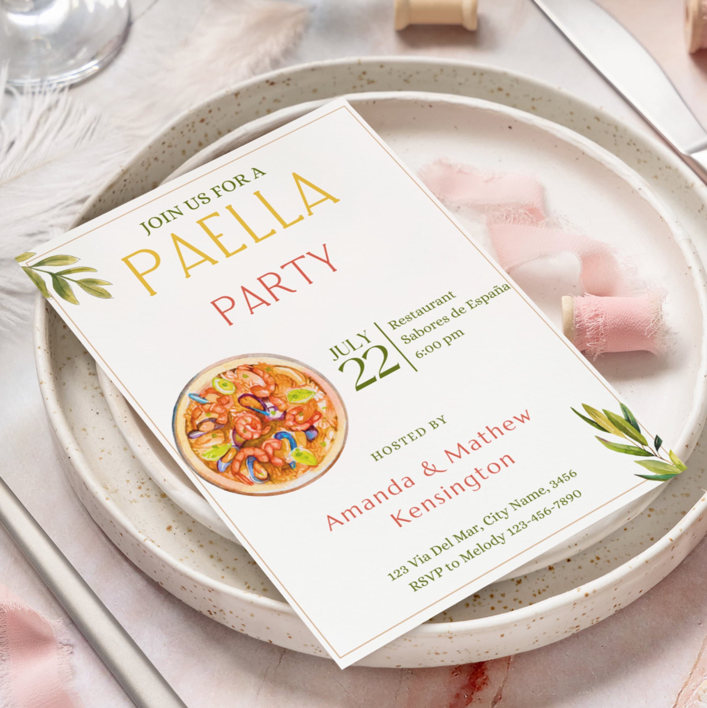 Paella Invitation Paella Party Invitation Paella Party Invite Spanish ...