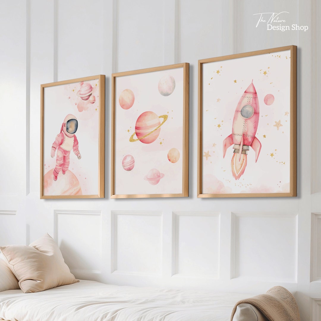 Space Girl Nursery Decor Space Watercolor Print Space Nursery Print ...