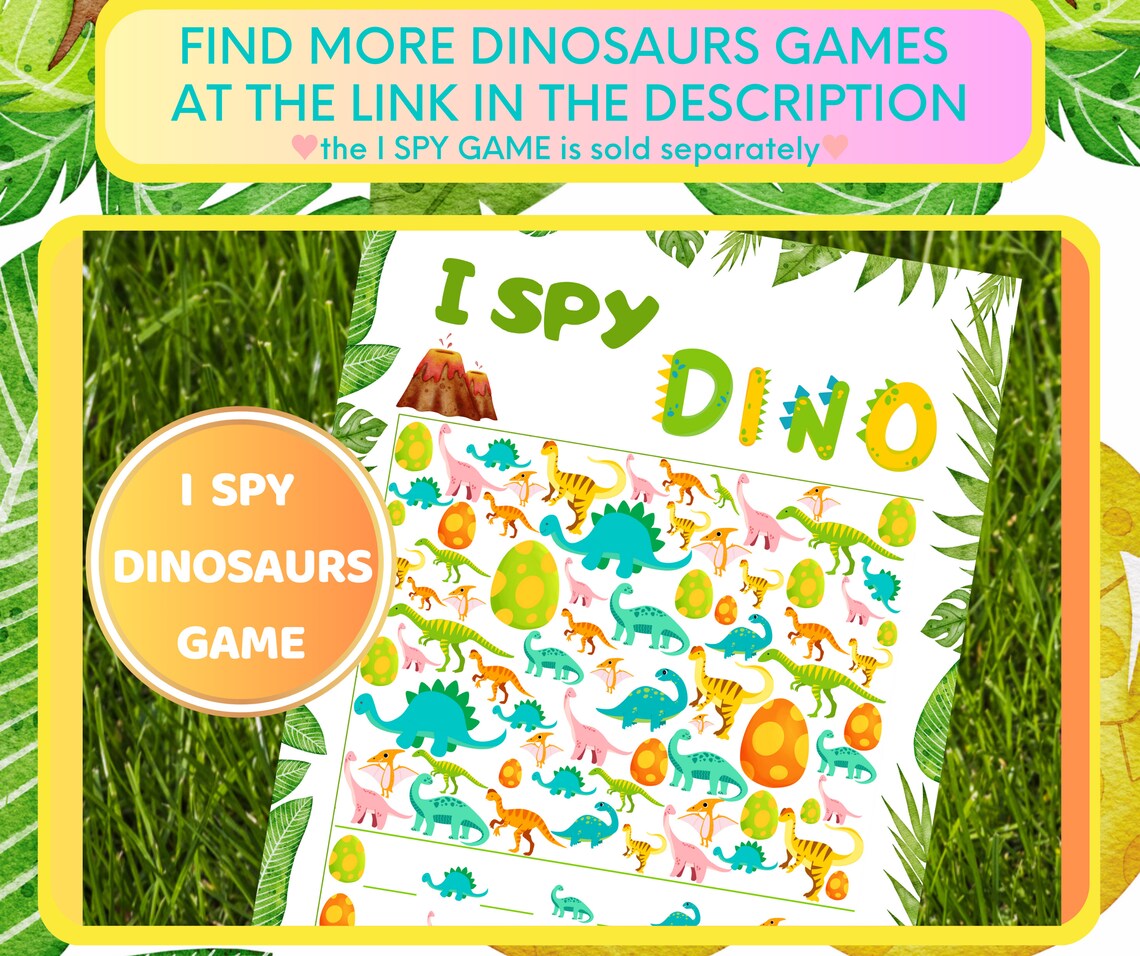 Dinosaur Bingo Game Kids Dinosaur Birthday Party Game With Dinosaurs ...