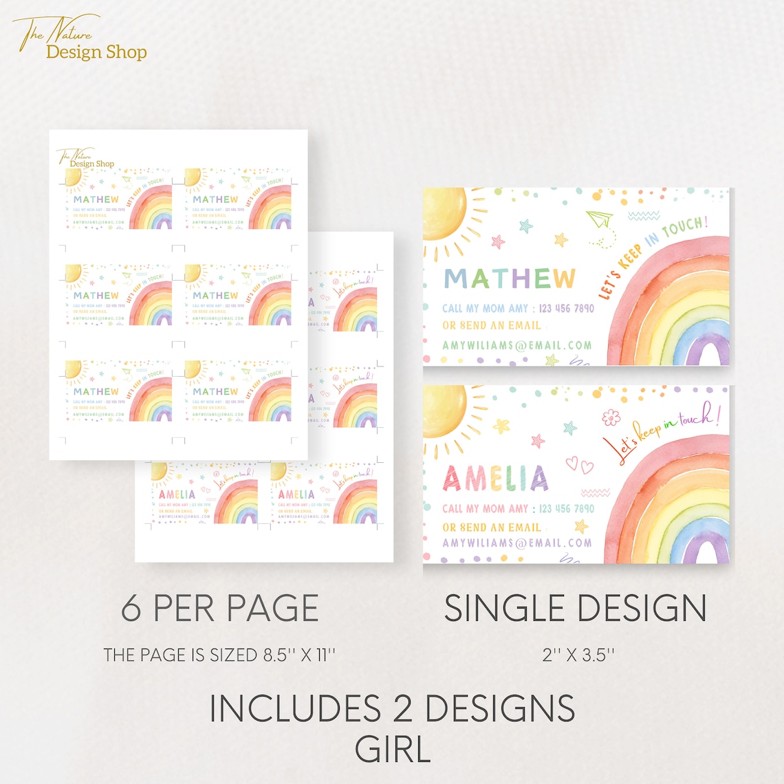 Kids Contact Cards Kids Playdate Cards Kids Keep in Touch for Kids ...