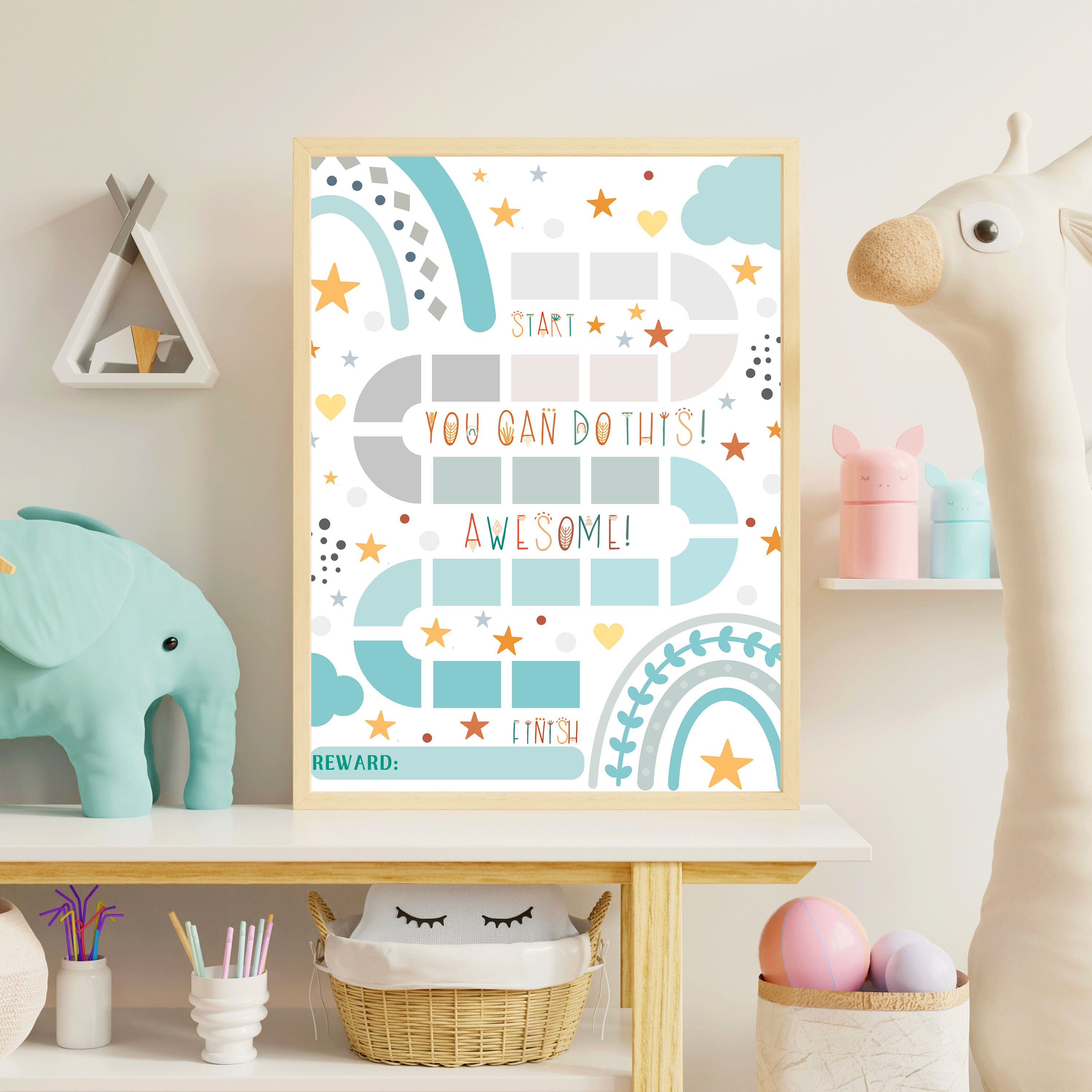 Colorful Boho Rainbow Reward Chart for Kids Daily Routine Chart Kids ...