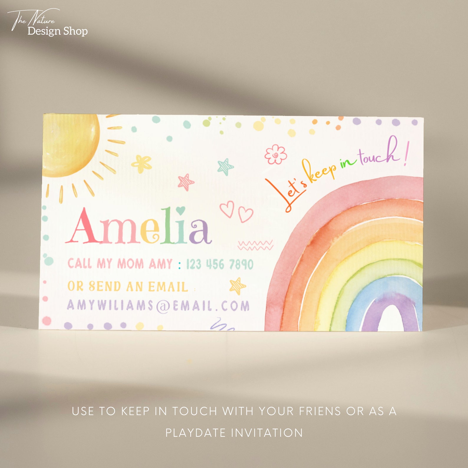 Kids Contact Cards Kids Playdate Cards Kids Keep in Touch for Kids ...